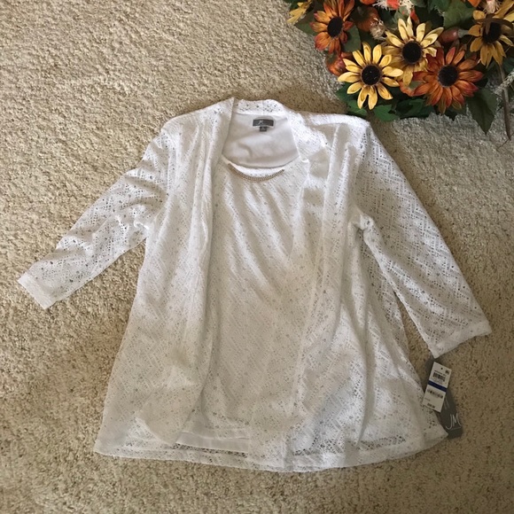 JM Collection | Tops | Nwt Jm Collection White Lace Top Xl | Poshmark